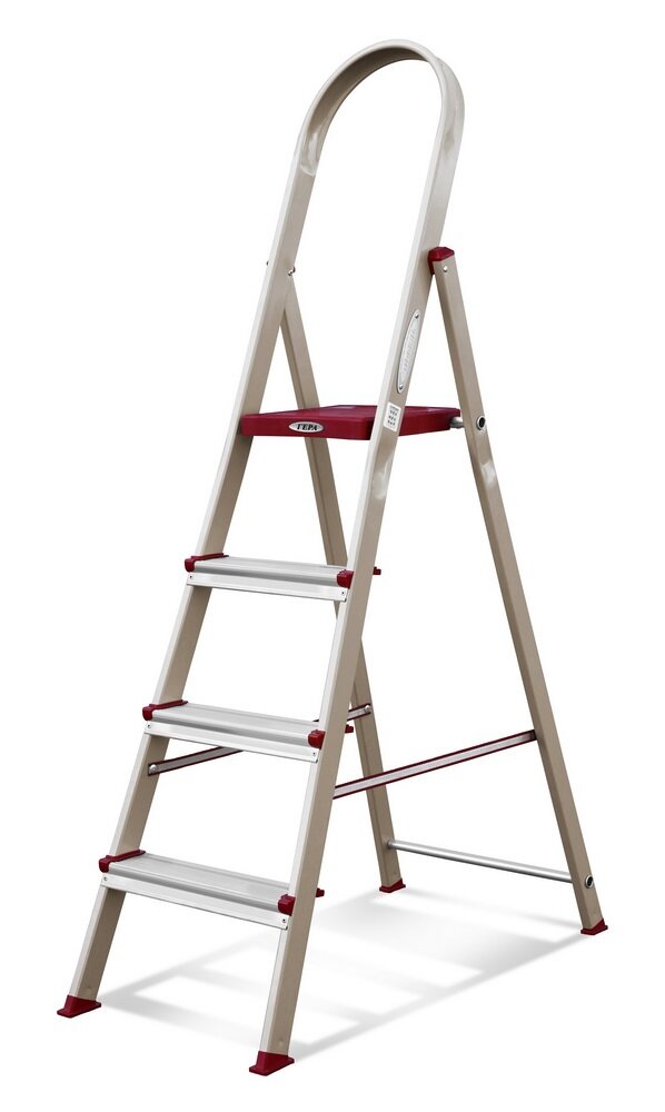 Стремянка Эйфель Гера 4 Ступени, Рабочая Высота 2.94 М, Нагрузка 150 Кг.