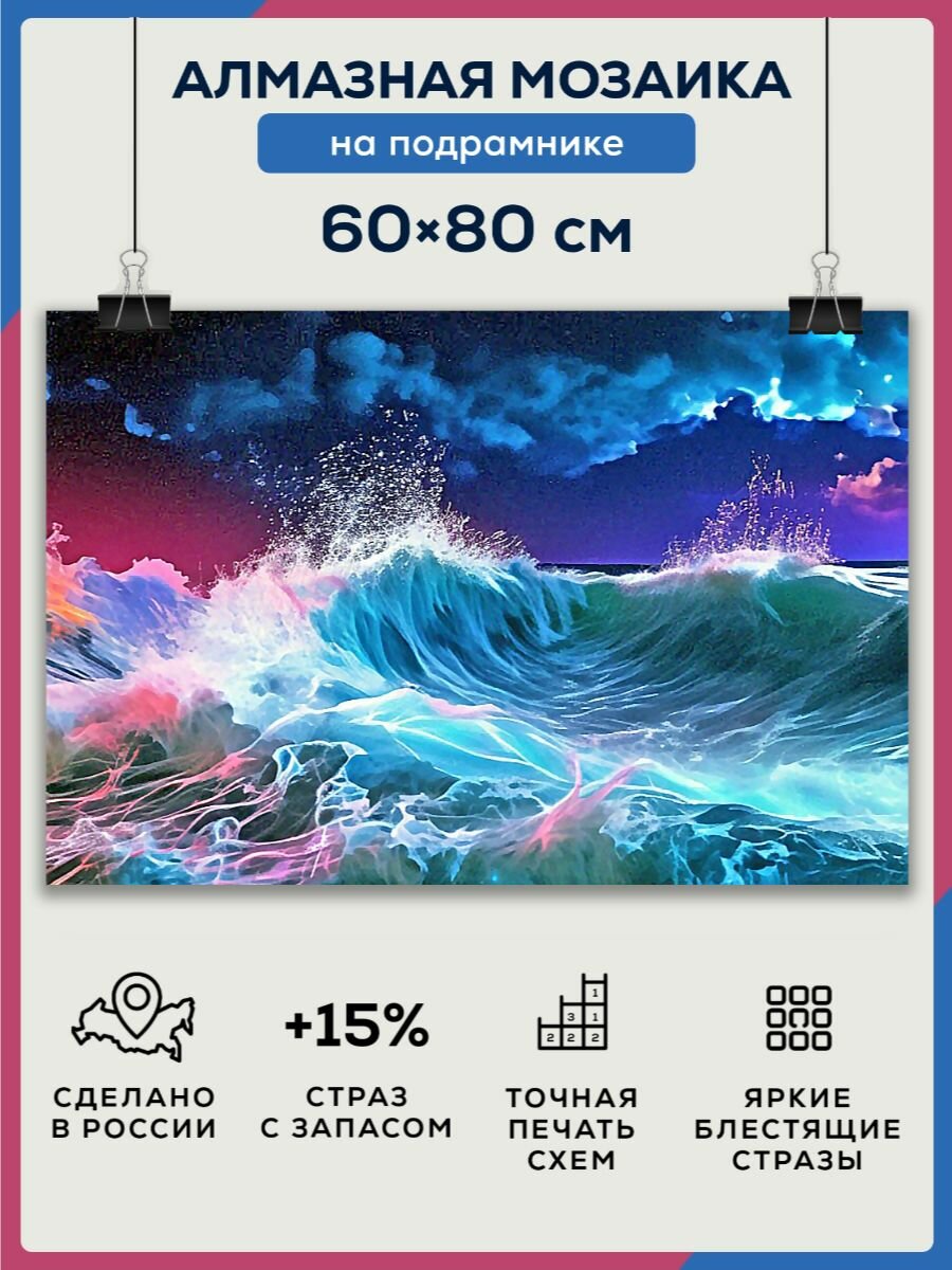 Алмазная мозаика 60x80 Море океан волны на подрамнике