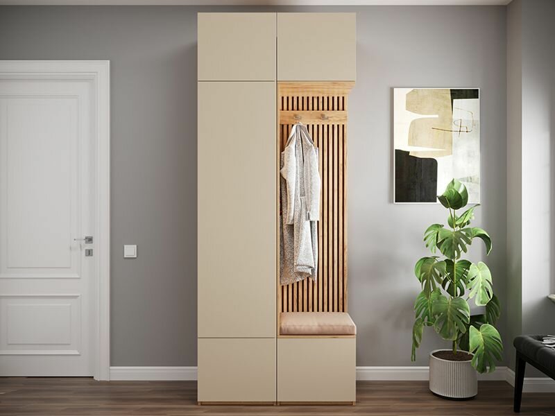 Прихожая в коридор "Дуглас" 90х240х50 Дуб крафт золотой / Бромелия