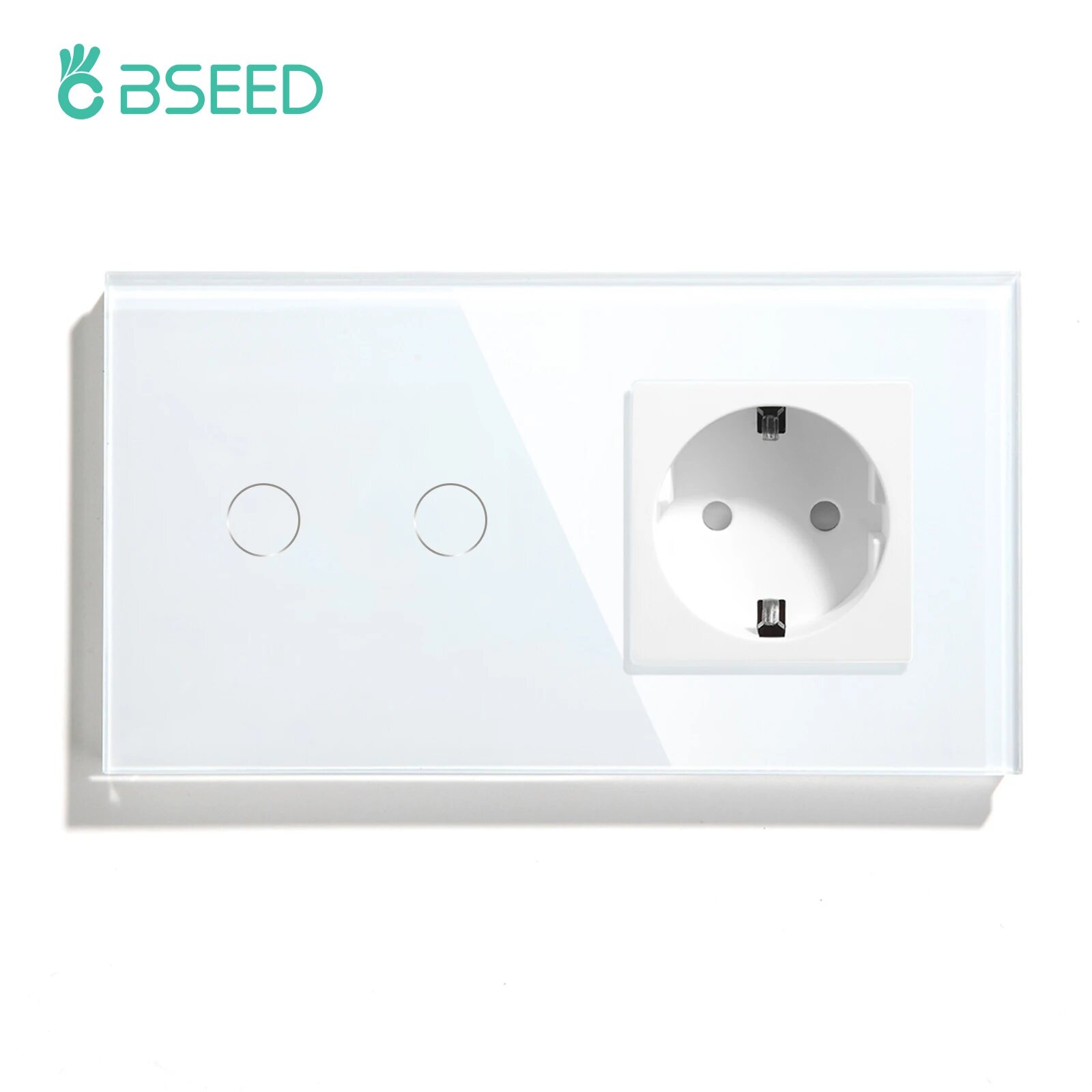 Сенсорный выключатель BSEED с розеткой 2Gang plus Socket
