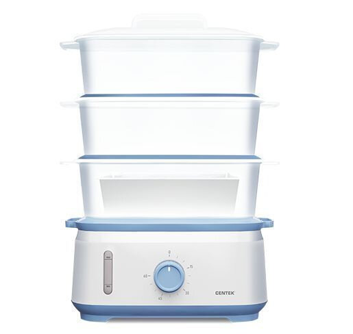 Пароварка CENTEK CT-1462, 9л 1050Вт, таймер 60 мин, 3 контейнера, чаша для риса, резервуар 1,5л.