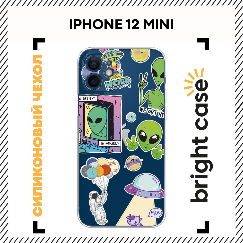 Чехол на Apple iPhone 12 Mini / Айфон 12 mini с принтом Инопланетяне, прозрачный