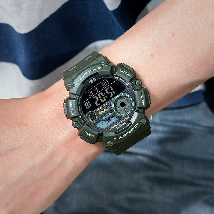 Наручные часы CASIO Collection, хаки, зеленый, черный, серый — фото 1