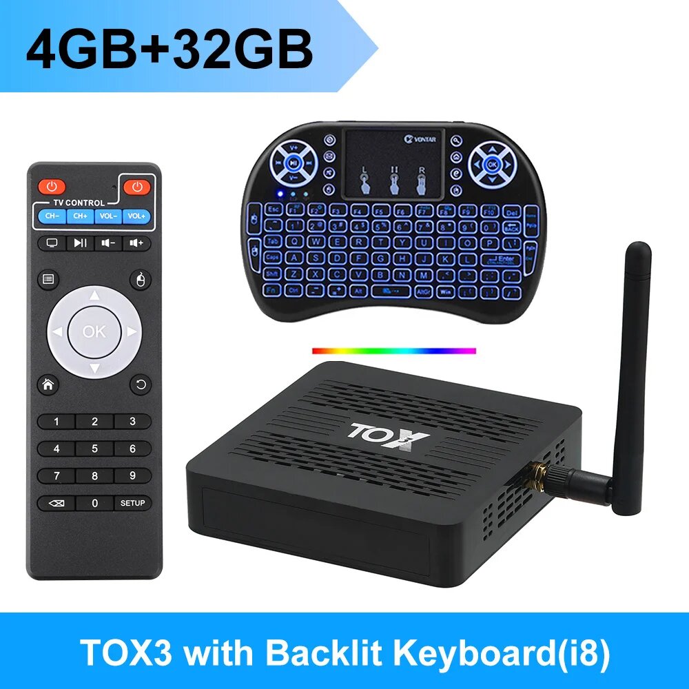 VONTAR TOX3 TVBOX Android 11 4ГБ/32ГБ Европейская вилка (EU Plug), 4G32G i8 BK