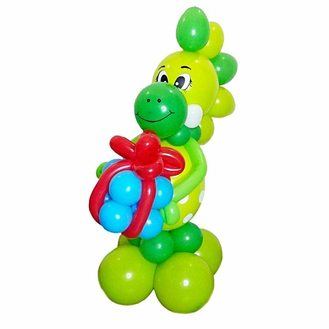 Фигура из шаров "Динозавр с подарком"