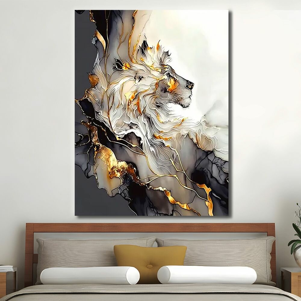 Картина на стену, интерьерная karTTina "Золотой лев", 50х70см 1шт.