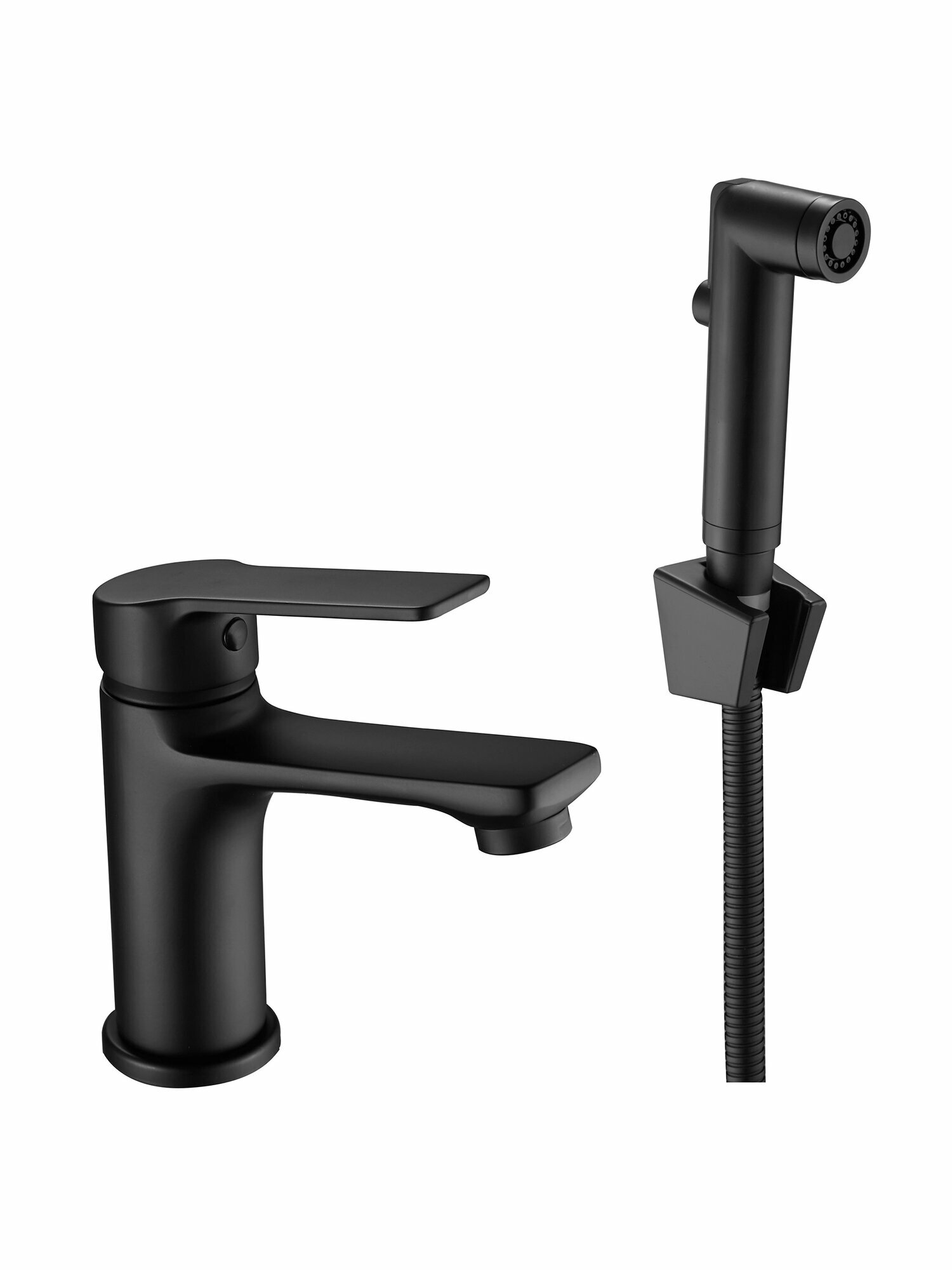 Смеситель для умывальника ESKO Singapore black SB 27H однозахватный, с гиг. душем, черный матовый