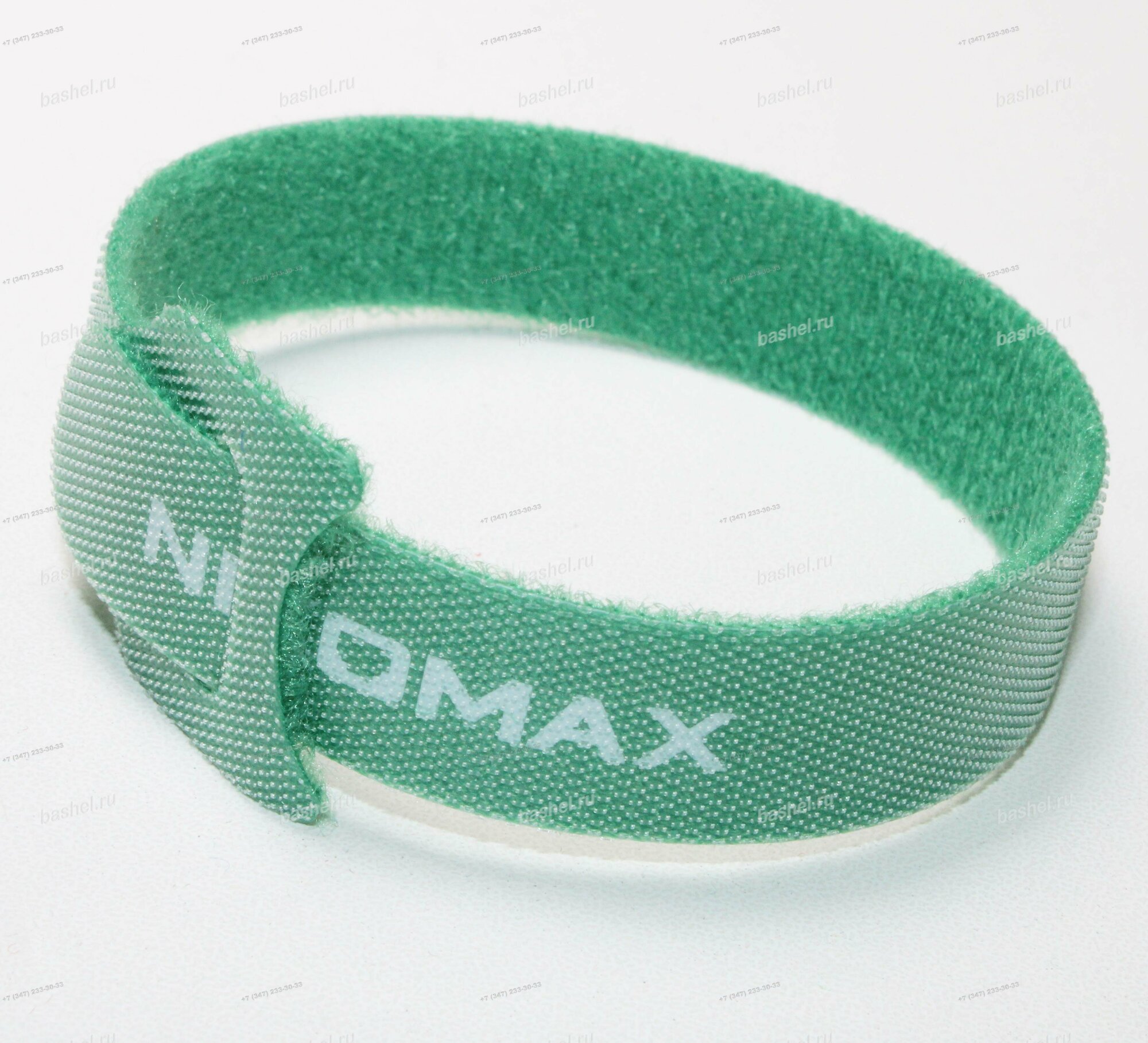 Хомут-липучка (стяжка) NIKOMAX 240х16 (10шт), зелёная, с мягкой пряжкой, для пучков до 65мм, NIKOMAX