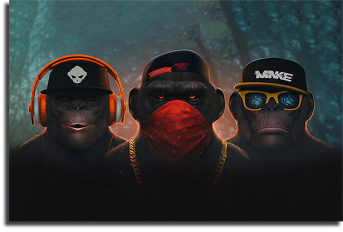 Картина "Ganster Monkey" 50х30 см