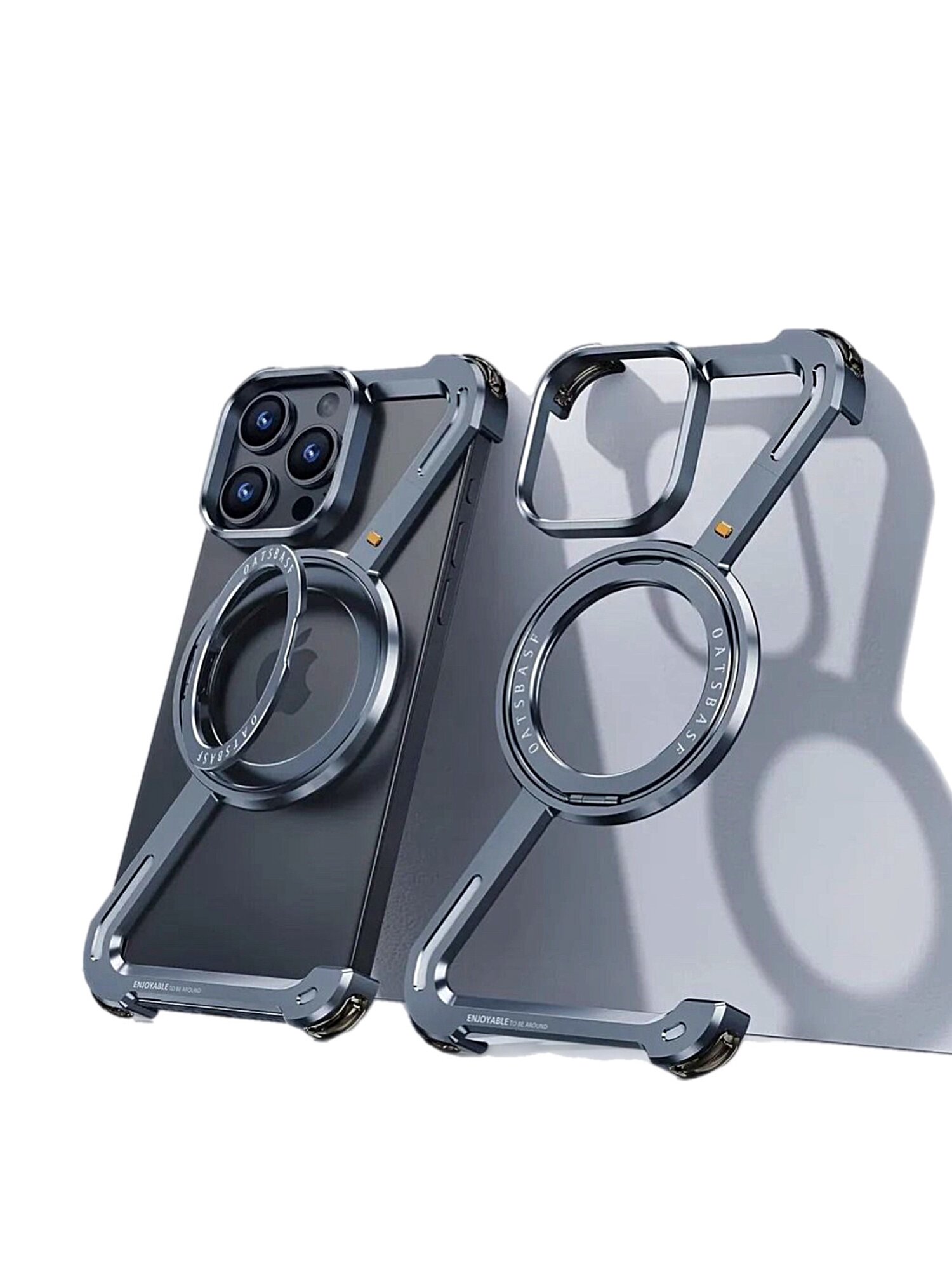 Z-образный металлический чехол с функцией с поддержкой беспроводной зарядки и кольцом 360° для Iphone 15 Pro Max