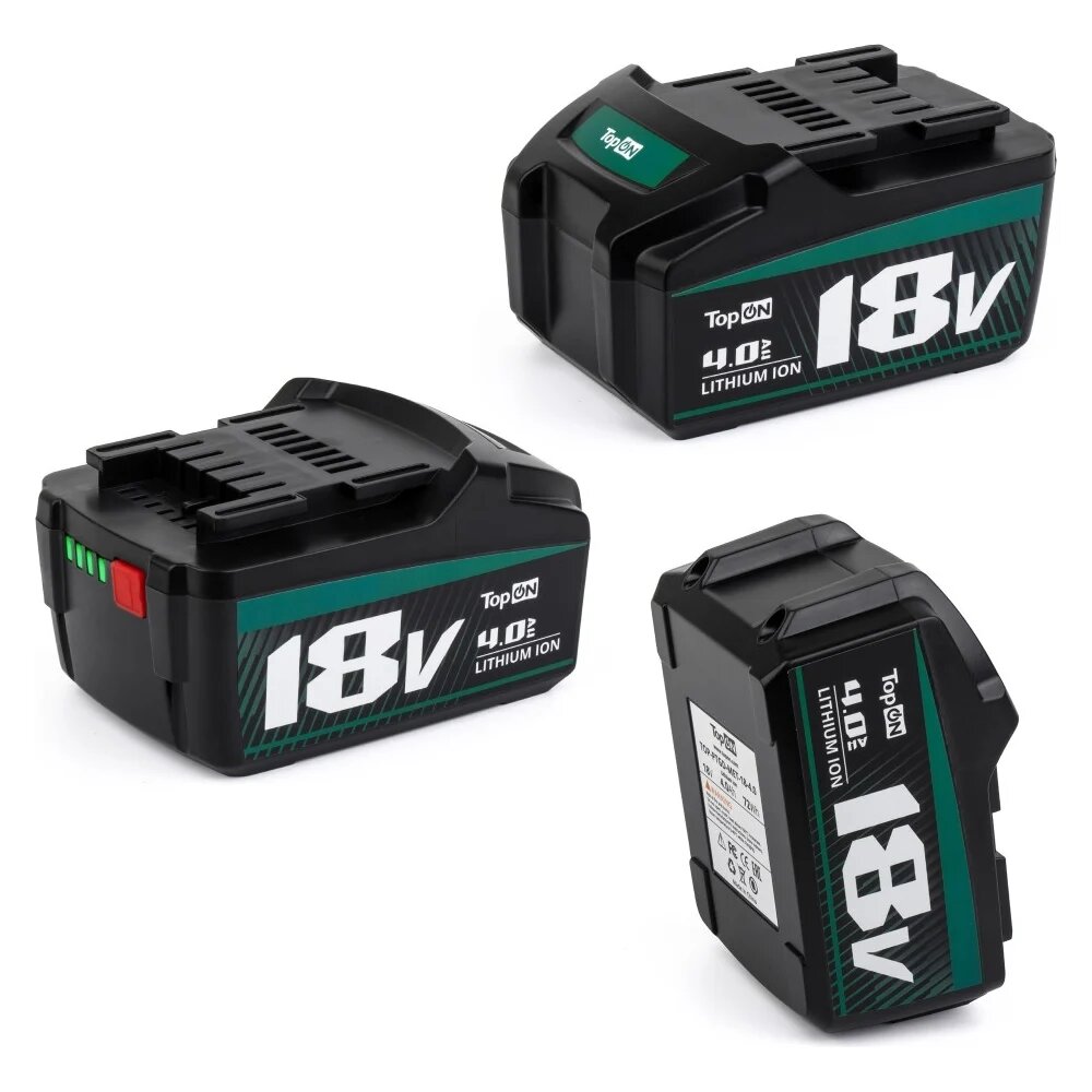 Аккумулятор 18V Li-Ion TopOn TOP-PTGD-MET-18-4.0 для профессионального инструмента Metabo с индикатором заряда