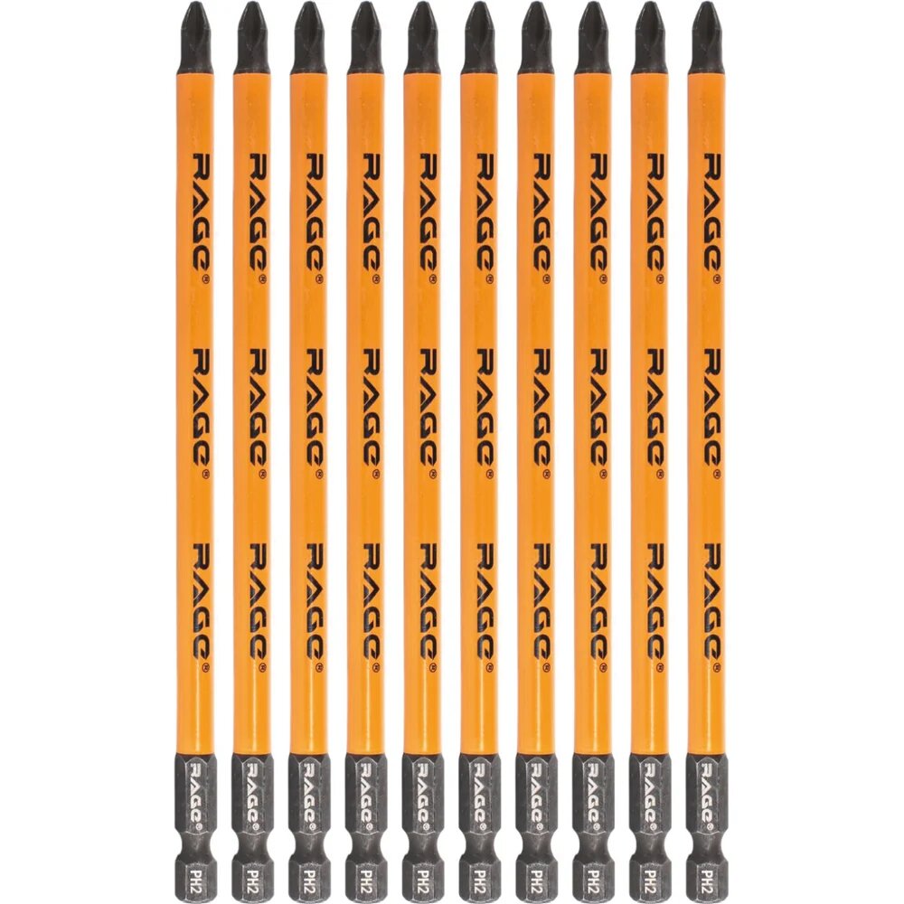 Биты для шуруповерта RAGE By VIRA магнитные S2 PH2 х 150 мм 10 шт 554171, 150мм, для труднодоступных мест