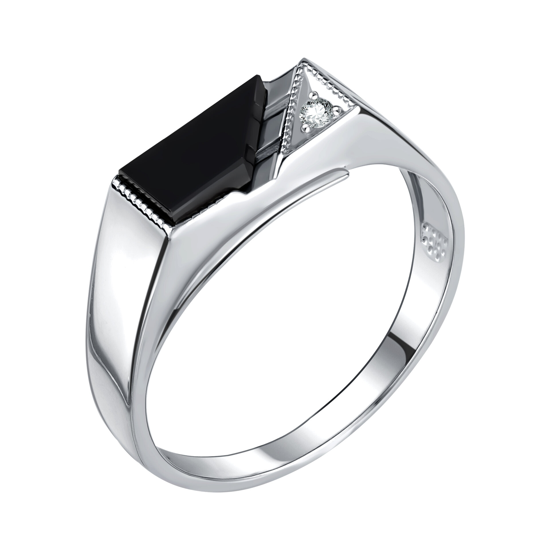 Печатка, серебро, 925 проба, родирование, агат, фианит