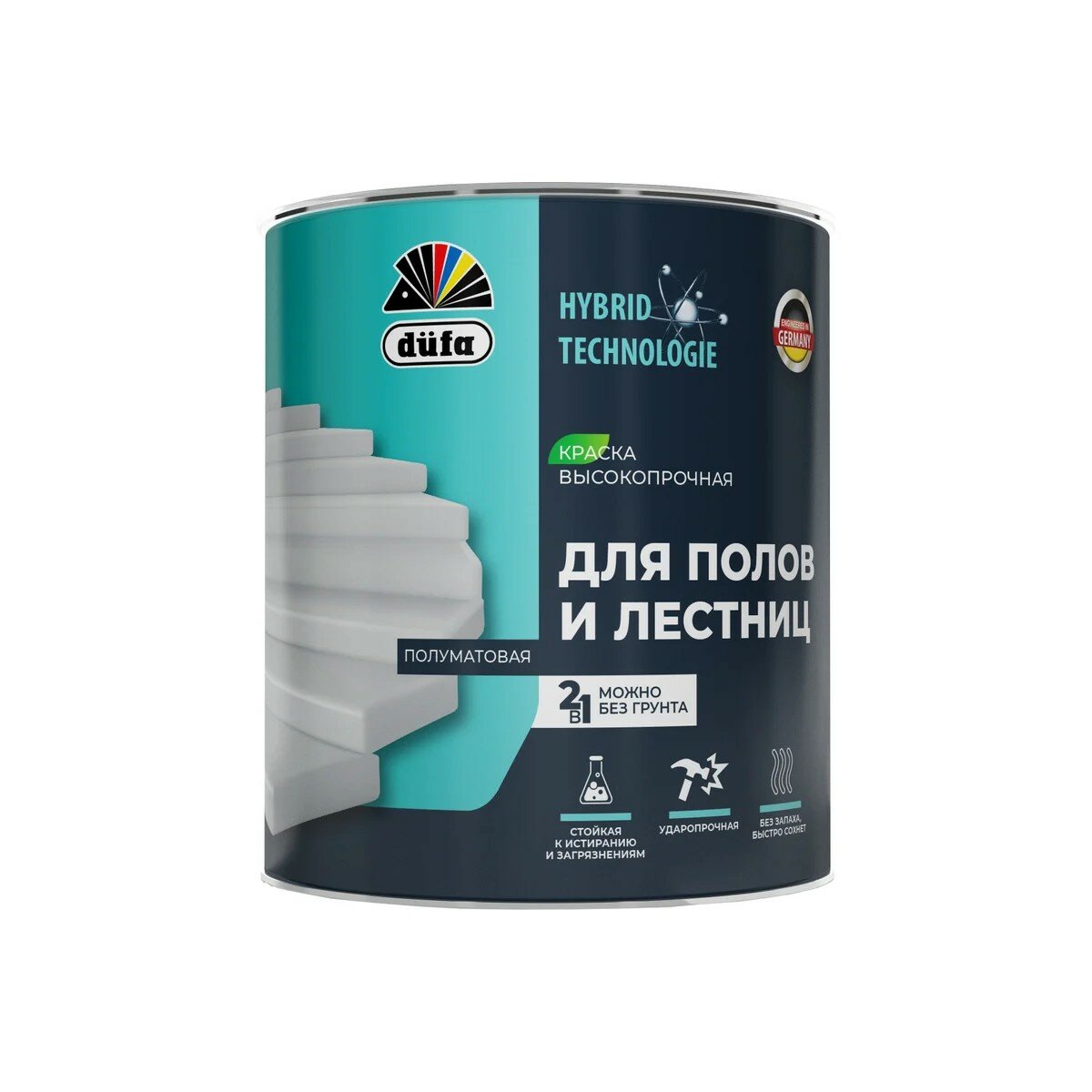 Эмаль Dufa, акриловая, база 3, для полов и лестниц, полуматовая, 0.65 л