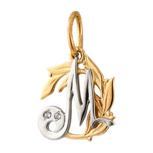 Подвеска, комбинированное, белое, красное золото, 585 проба, фианит