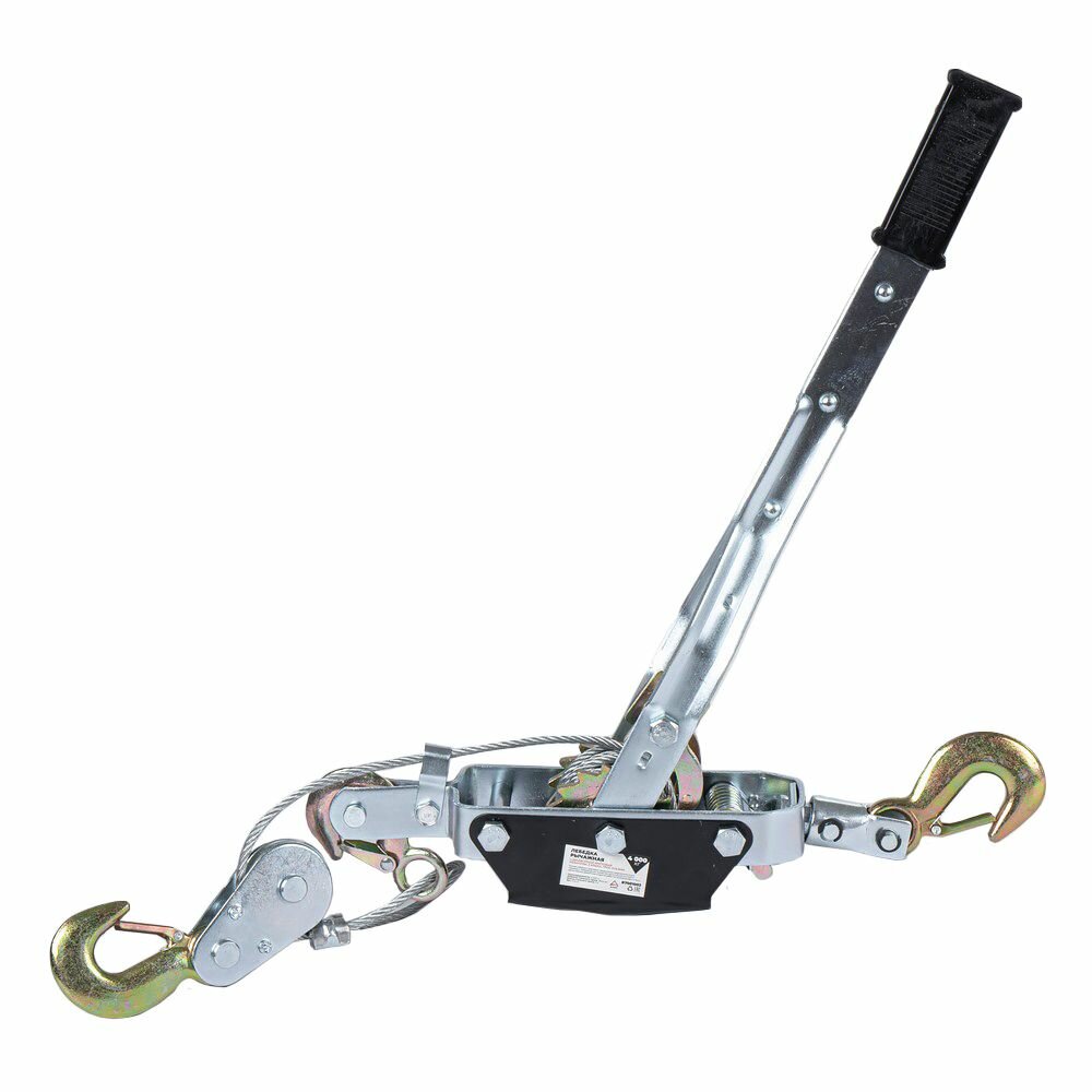 Лебедка автомобильная ручная рычажная двойной храповый механизм, 3 крюка до 4т трос 3м, 5.5мм