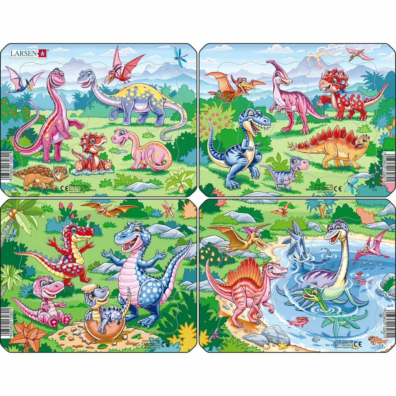Пазл Larsen Игривые динозавры 7 элементов классический