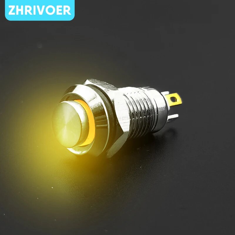 Переключатель ZHRIVOER 8 мм, желтый, 12-24V, Self-locking