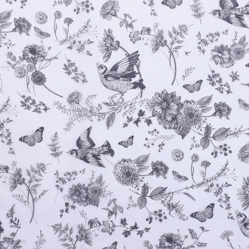 Папиросная бумага Flower Bird-Black 50*35 см, 20 шт