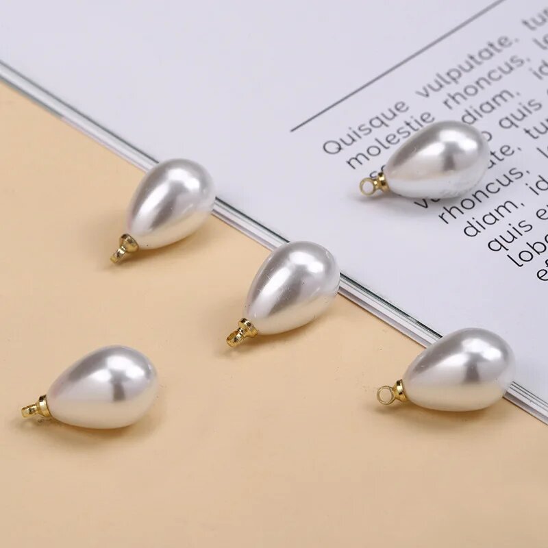 Подвески жемчуг бежевые 10x14mm, 10шт