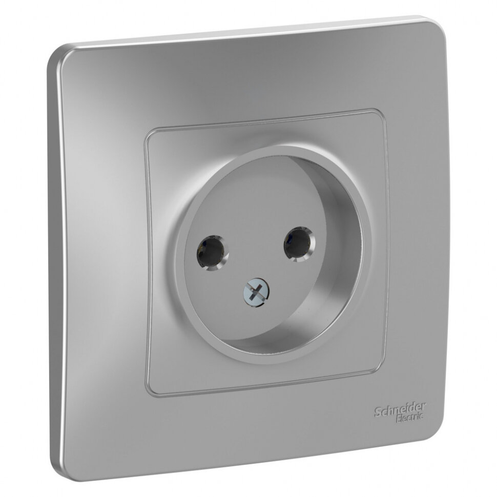 Розетка одинарная Systeme Electric Blanca б/з, без шторок, 16А, 250В, скрытой установки, Алюминий