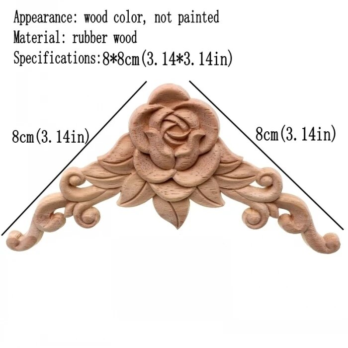Деревянная аппликация "Роза", 8cm, 1PC