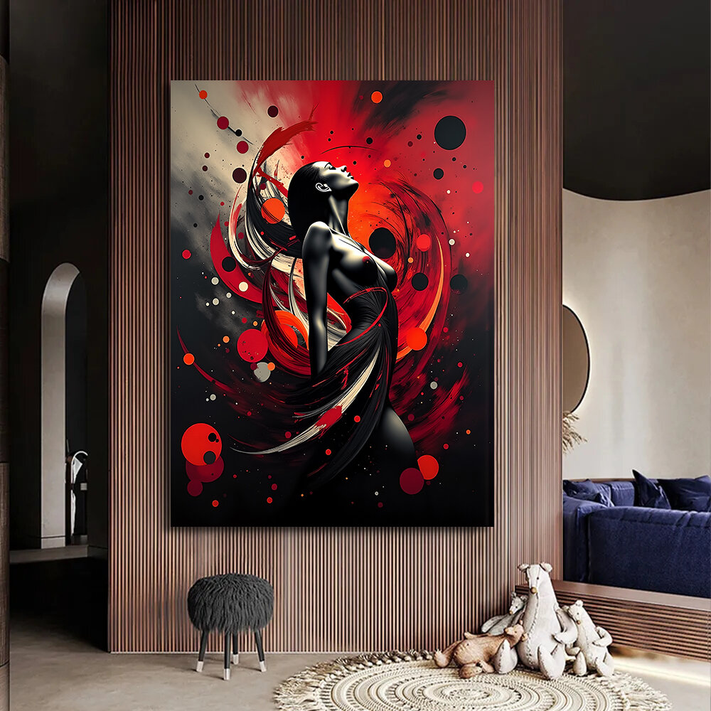 ПОП АРТ / силуэт девушки, яркая картина на стену / в гостинную, 40х60 см.