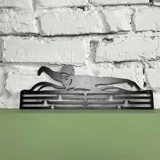 Медальница плавание, металлическая для медалей чёрная