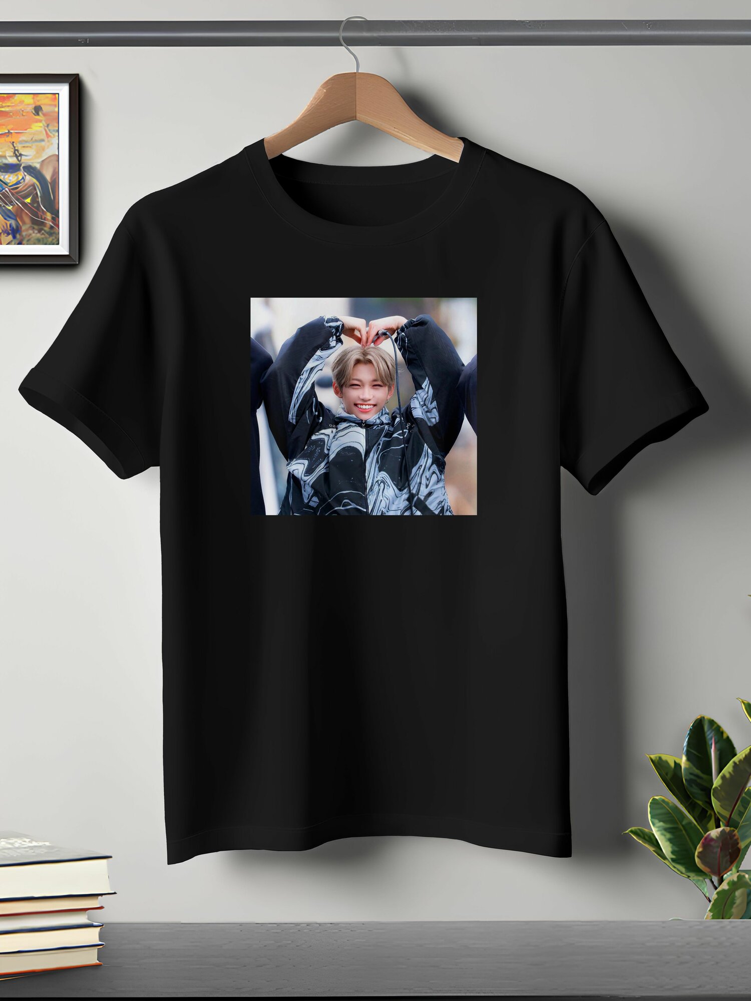 Футболка ONEQ унисекс 50-52 (XL) размер с принтом Stray Kids, черная