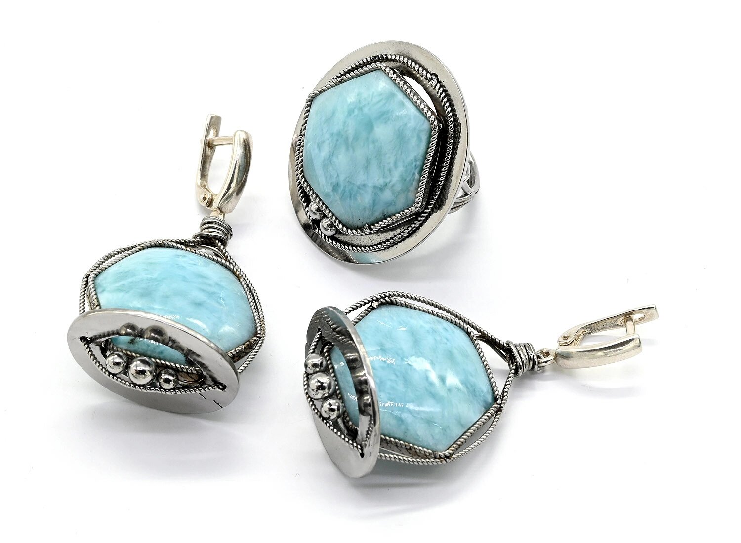 Комплект бижутерии, ларимар