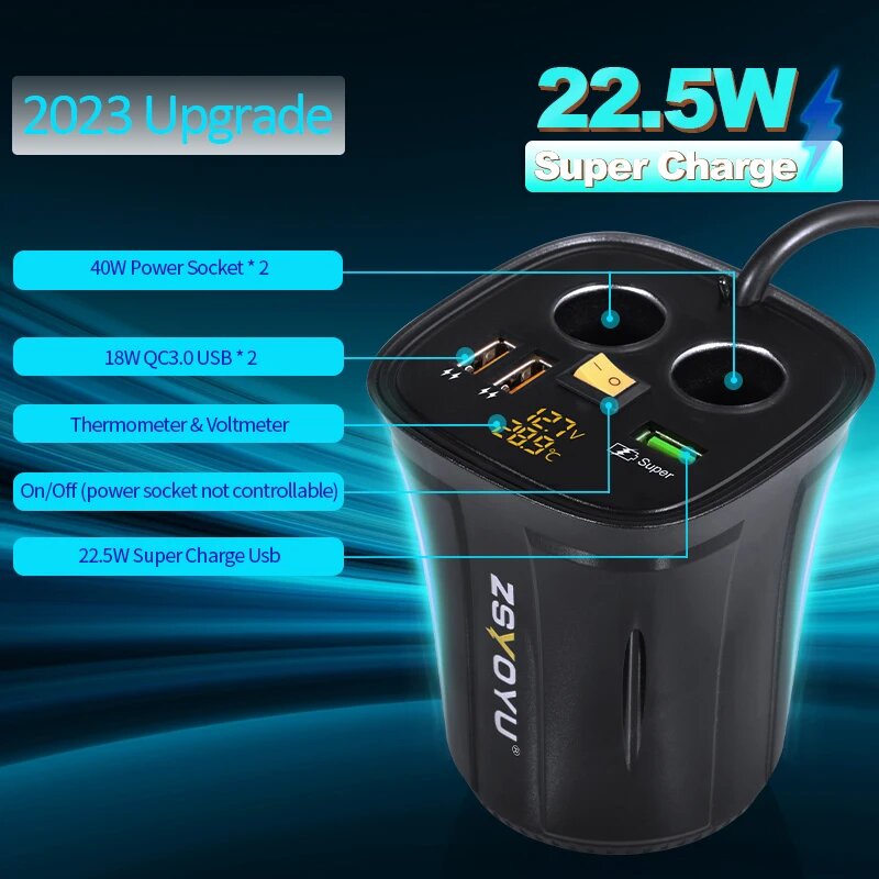 9V 8A USB 12V Автомобильное зарядное устройство для телефона, чашка для iphone samsung huawei Xiaomi, двойной адаптер прикуривателя, быстрое зарядное устройство QC 3,0