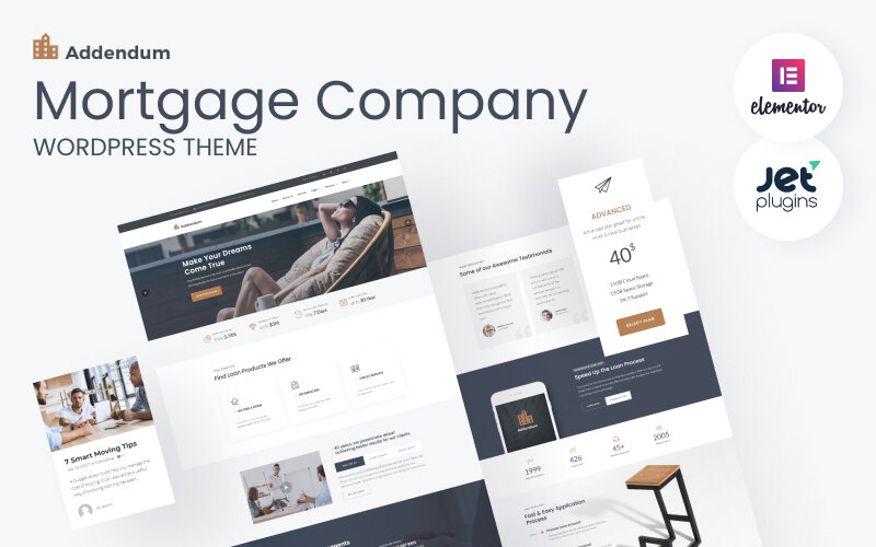 Подарочный сертификат на Шаблон для сайта Вордпресс с демоконтентом Addendum - Mortgage Company Theme WordPress