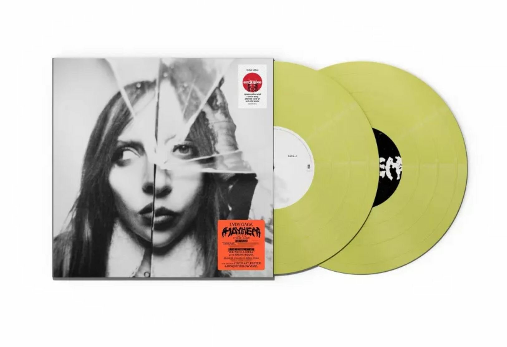 Lady Gaga - Mayhem (Yellow USA Etched Limited Edition) Редкая, Желтая Виниловая Пластинка c Гравировкой + Бонусная Песня + Постер, из США от Леди Гага, Фиты: Bruno Mars, Gesaffelstein