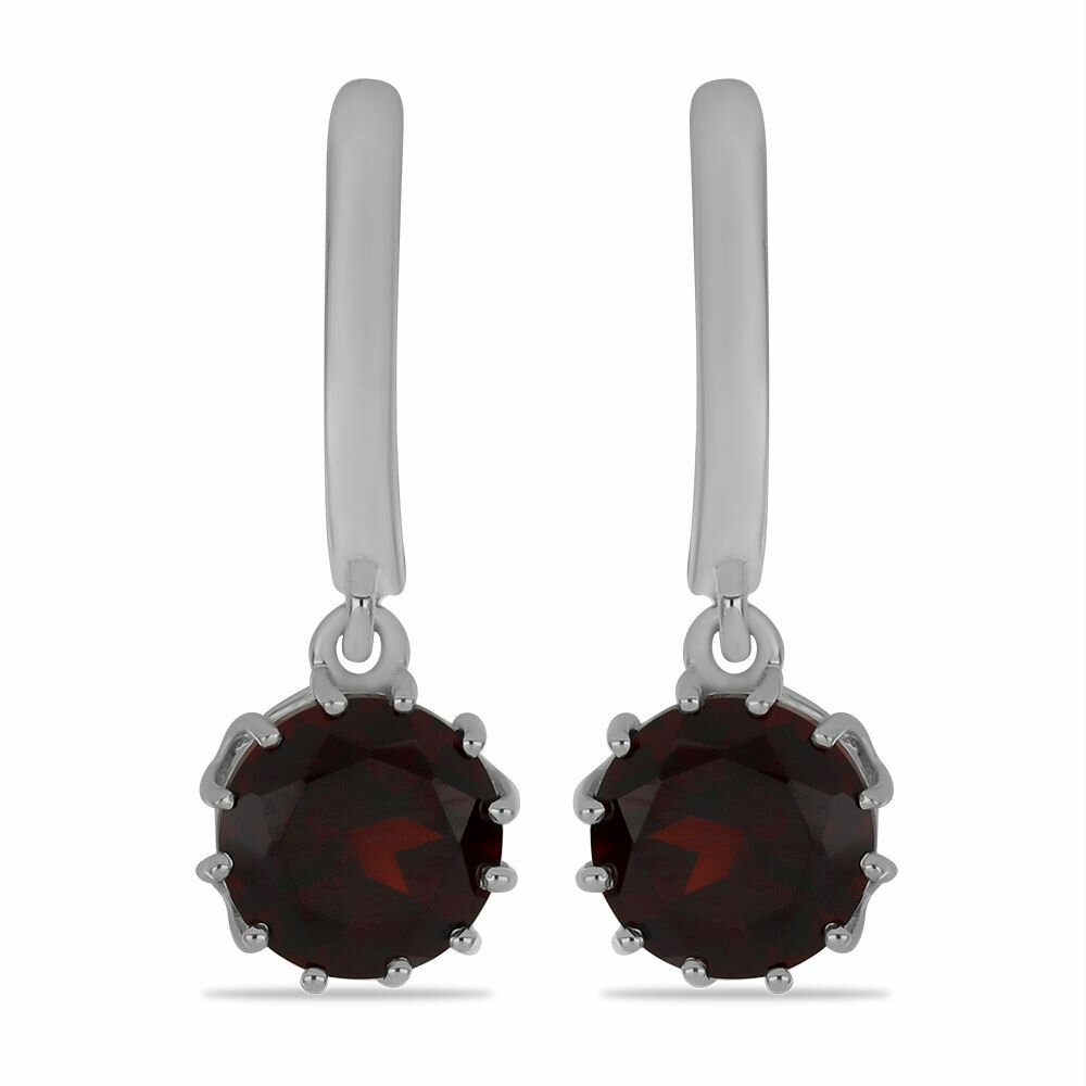 Серьги, серебро, 925 проба, родирование, гранат