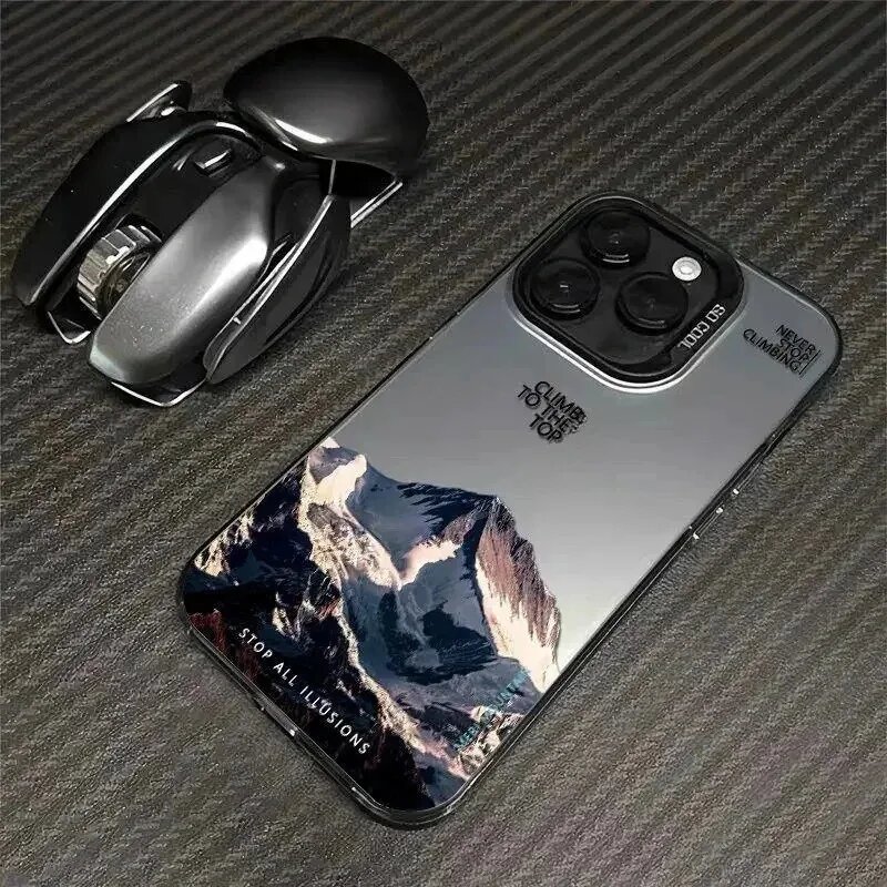 Чехол для iPhone 13, Style 8, снежная гора, матовый