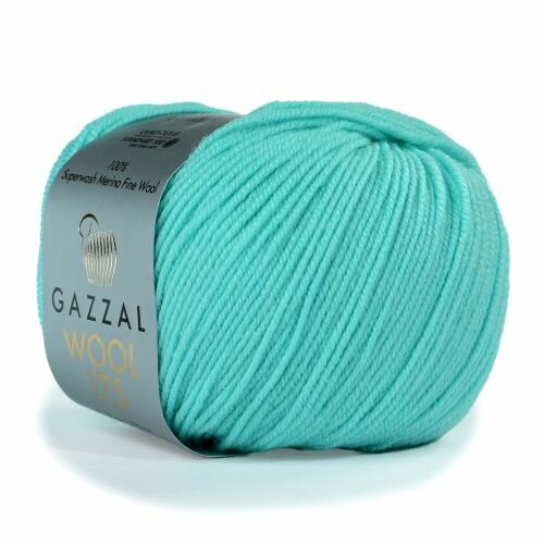 Пряжа Gazzal Wool 175 цвет 321 бирюзовый (50г/175м, упаковка 5 мотков)