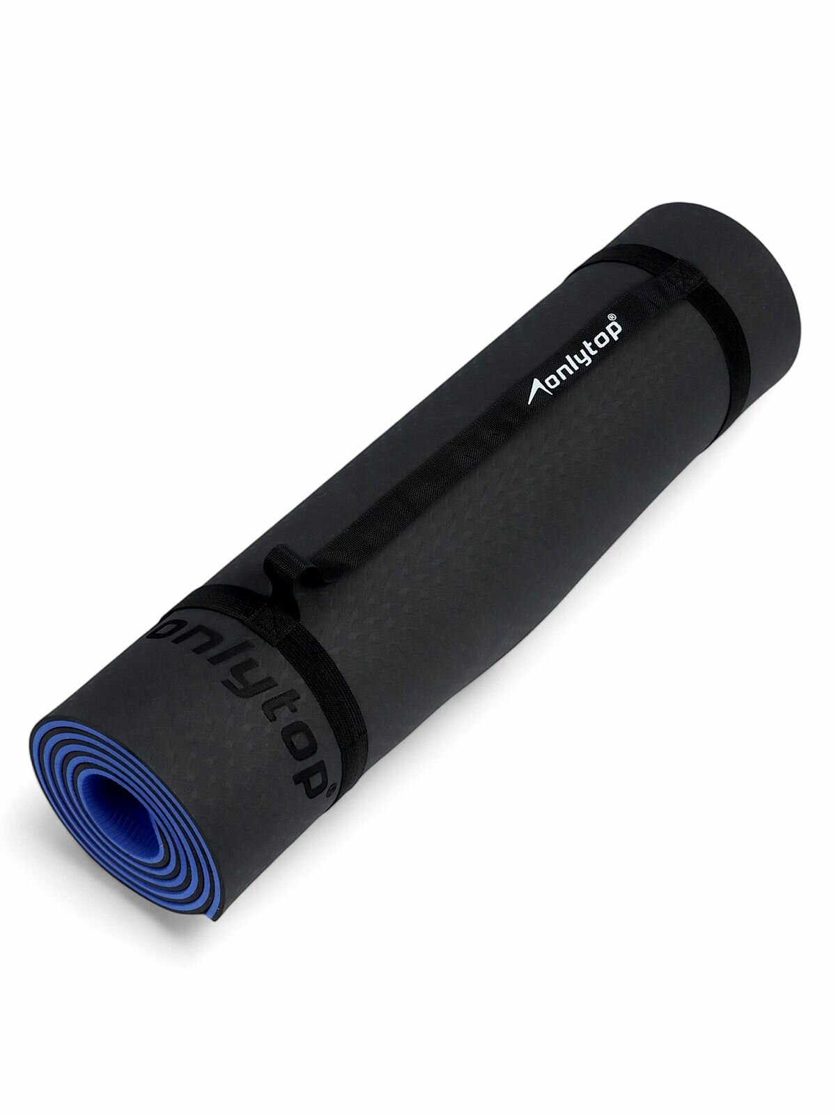 Коврик для фитнеса и йоги ONLYTOP, 183x61x0,8 см, цвет черный