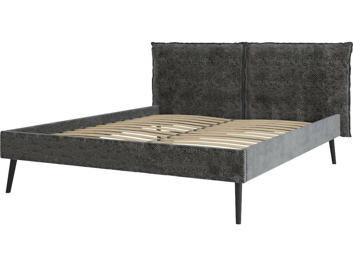 Кровать 160 с ортопедическим основанием и мягким изголовьем, Графит