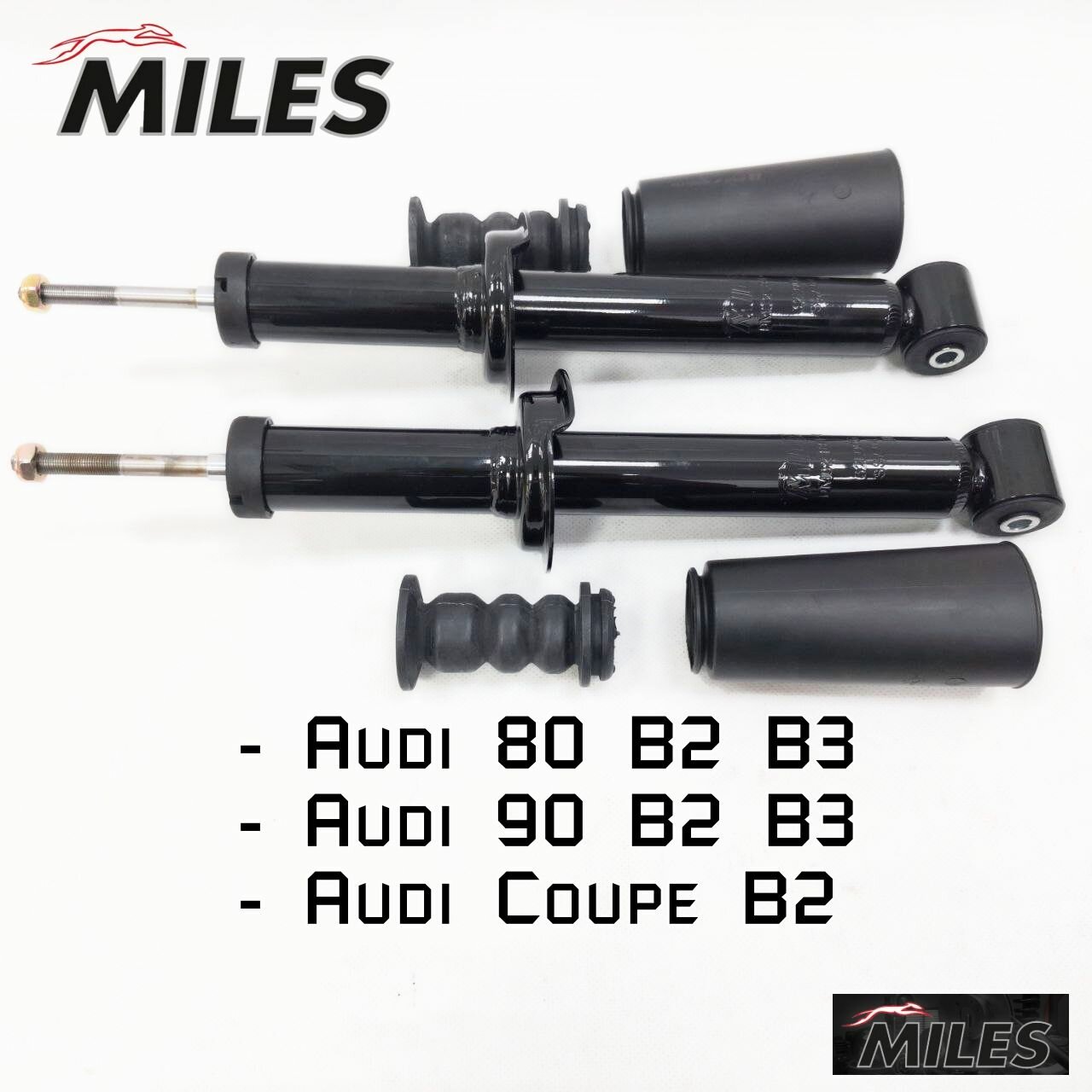 Амортизаторы задней подвески с пыльниками и отбойниками MILES для AUDI 80 B2 B3, AUDI 90 B2 B3, COUPE B2.