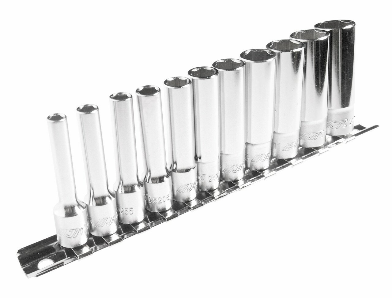 JTC-H211M Набор головок торцевых глубоких 6-гранных 1/4" 4-13мм, длина 50мм 11пр.