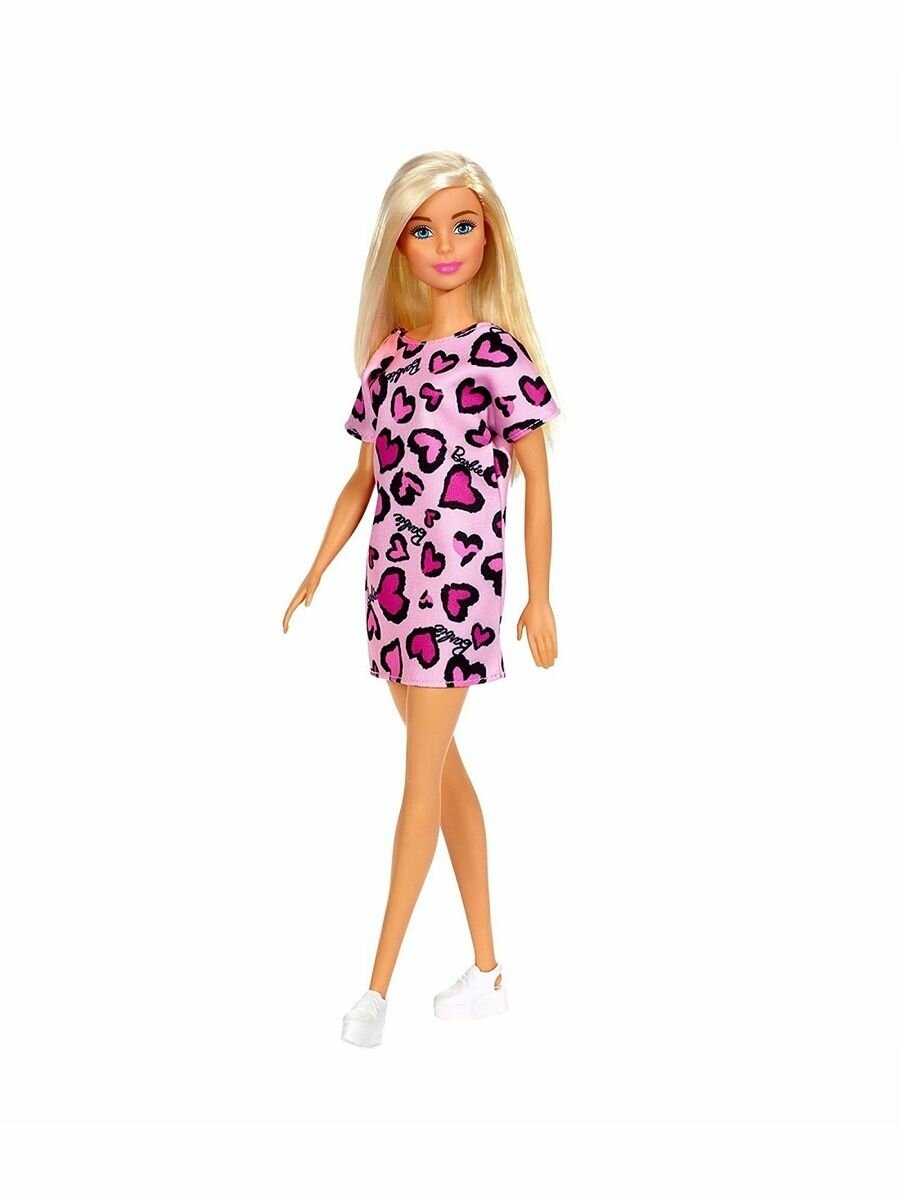 Кукла Барби серия Супер стиль Barbie Fashionistas в розовом платье с сердечками GHW45
