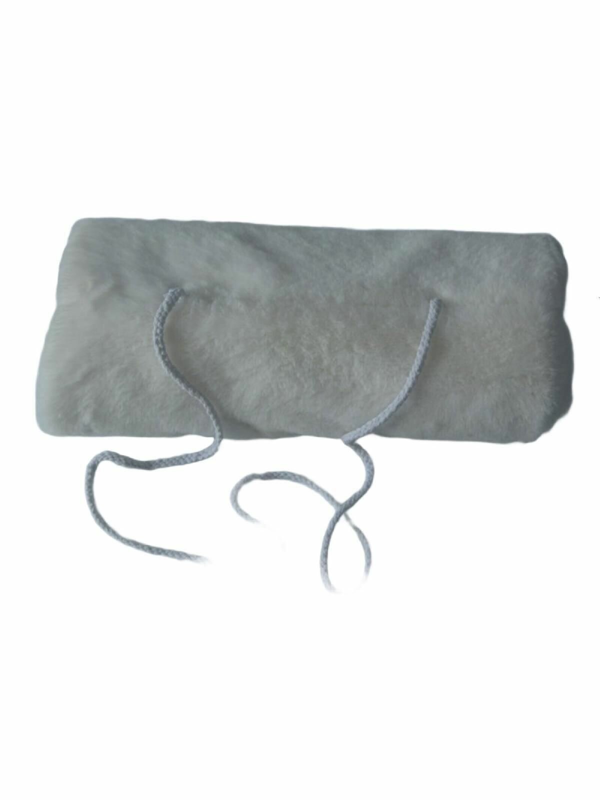 Муфта для рук из искусственного меха для взрослых Зимние теплые меховые муфты для рук со шнурком и карманом на молнии Практичные грелки для рук для ежедневного использования, Белый