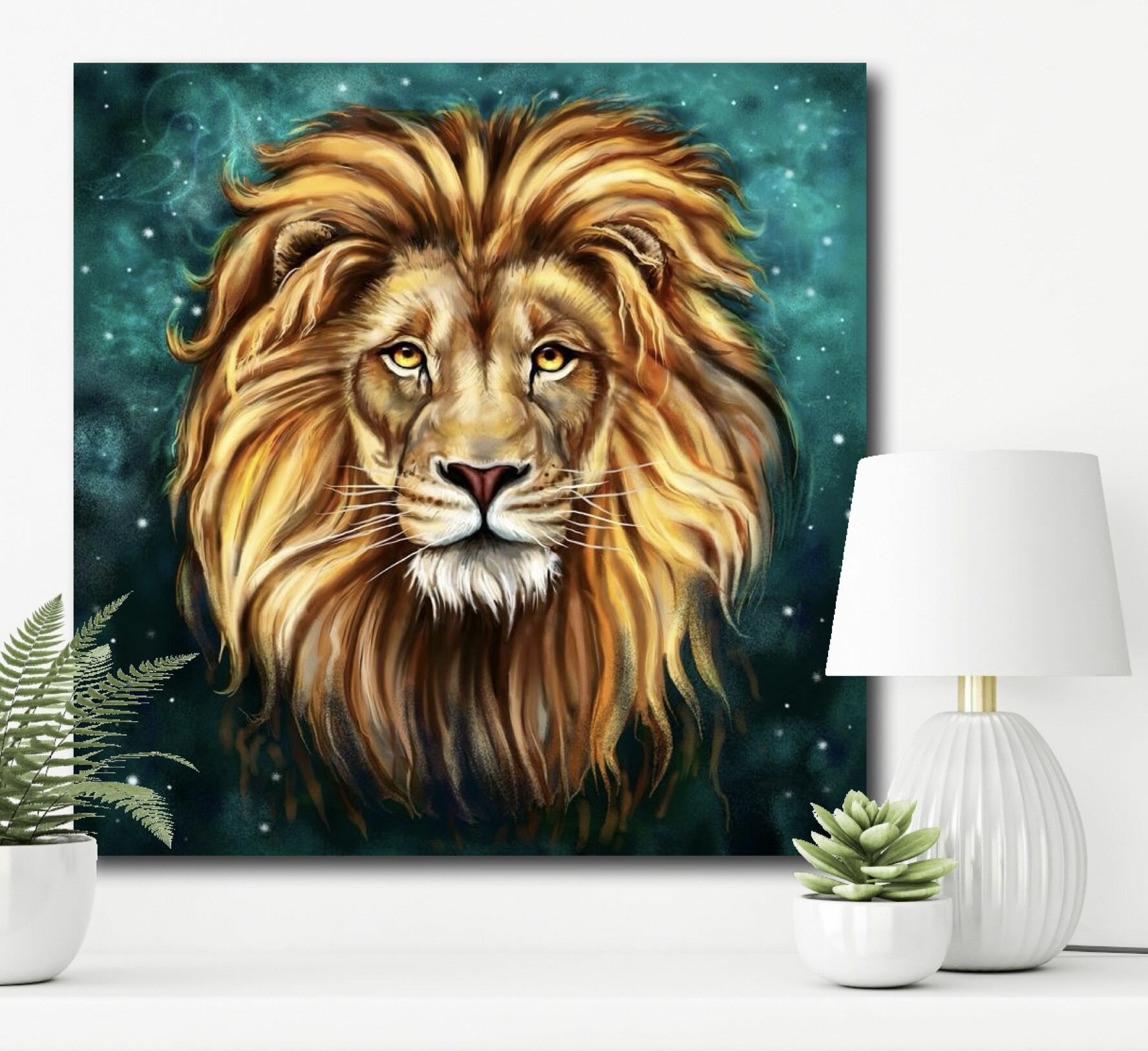 Картина "Лев", на холсте, премиального качества, 50х50 см, подарок