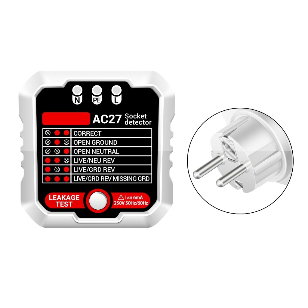 Тестер розеток, усовершенствованный тестер розеток с дисплеем напряжения, автоматическая полярность электрической цепи 250 В