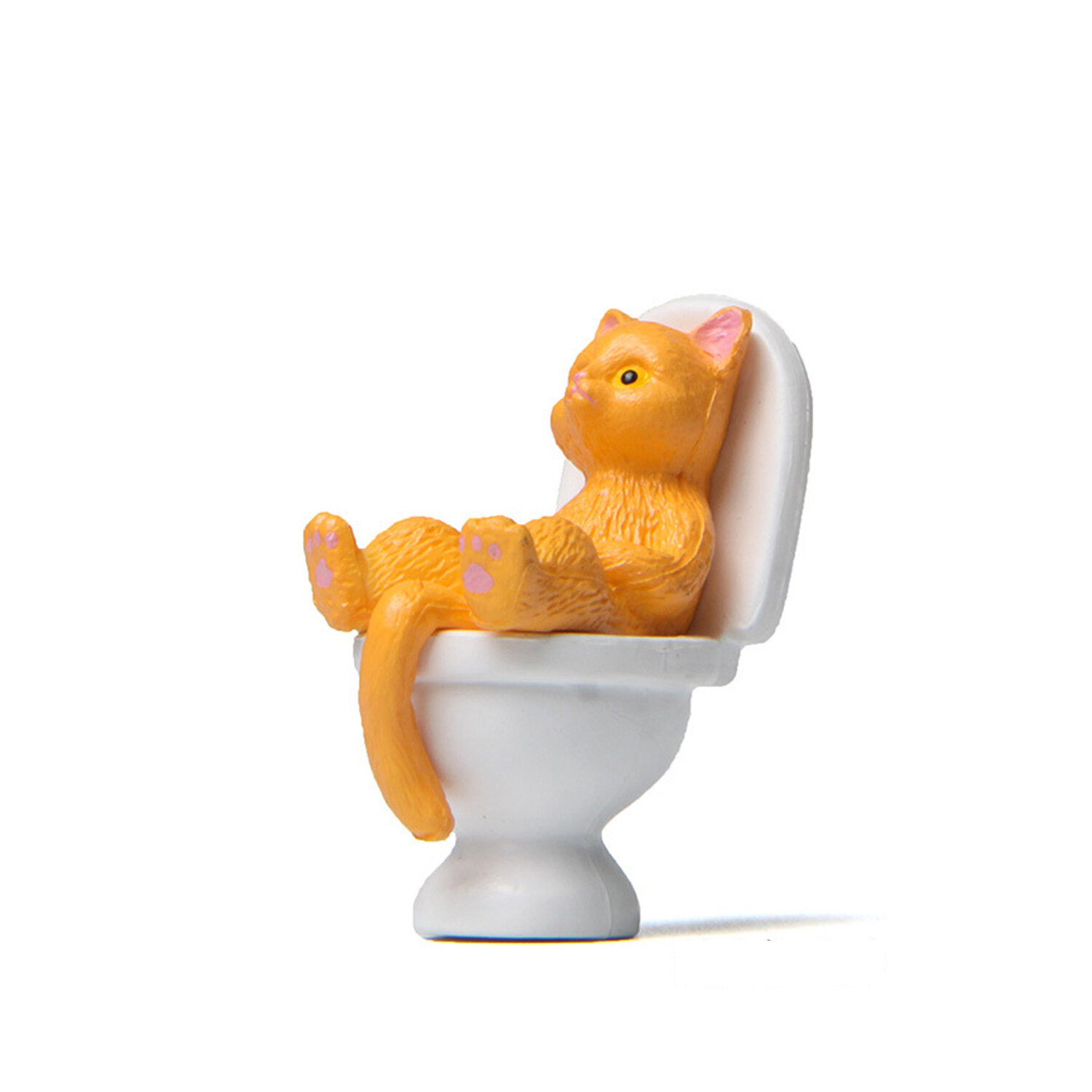 Фигурка Кошка на Туалете из Резины Декор для Дома Аксессуар для Домика Ландшафт Мини-Сад Оформление Настольная Модель, Материал: Резин, Размер: Примерно 3.5x1.8см/1.38x0.79дюйма, Доступные Цвета: Черный, Белый, Серый, Желтый, Смешанный Цвет, Количество: