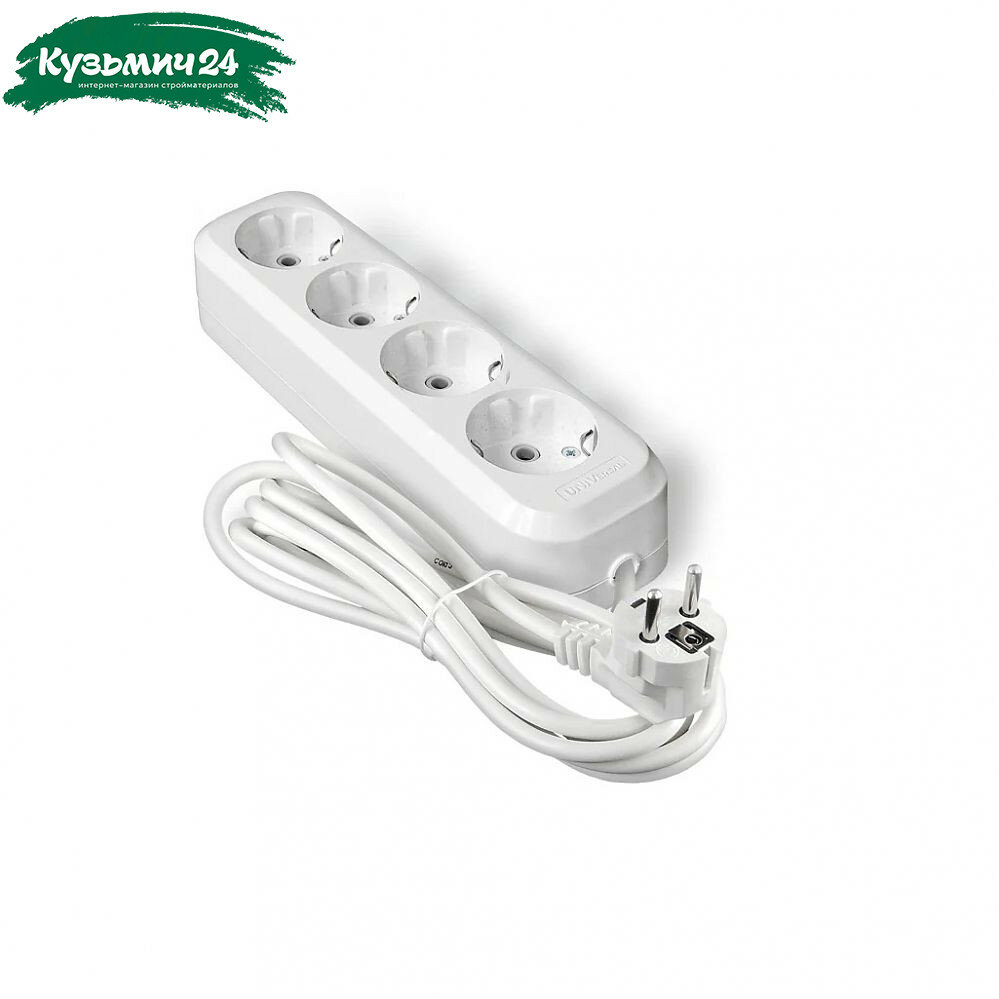 Удлинитель Universal 65997 Е-304 ПВС, с заземлением, 4 розетки, 3 м, 2.2 кВт, 1 шт.