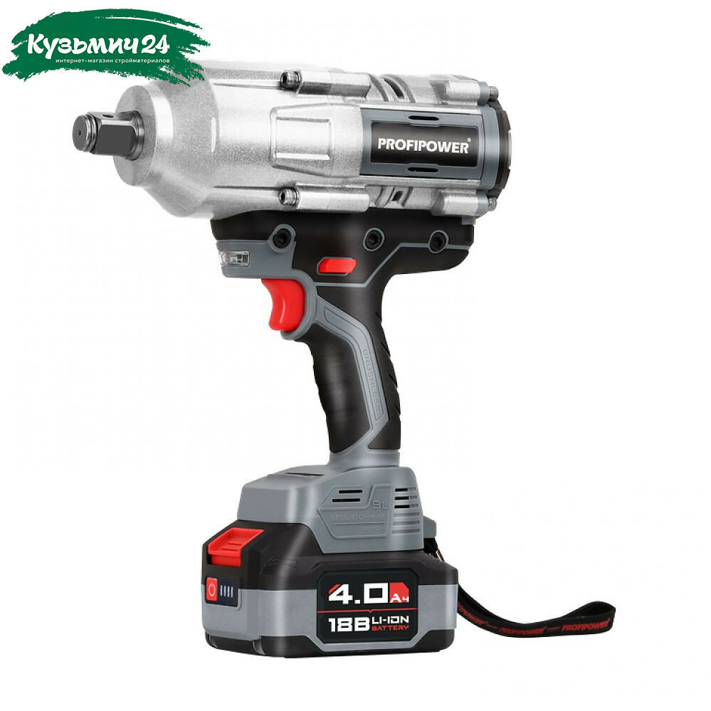 Аккумуляторный гайковерт бесщеточный Profipower T-2000N, аккумулятор 18В, 6,0Ah + зарядное устройство, 1 шт.