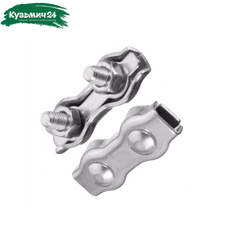 Канатный двойной зажим Duplex D4 мм, оцинкованная сталь