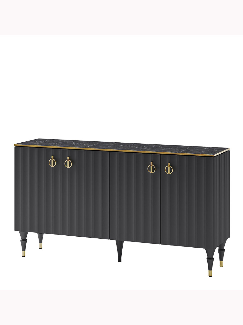 Комод Ля Нэж "ЖанМарко" напольный 4 двери Черный Графит 155,8 х 40,1 х 58,6 см,