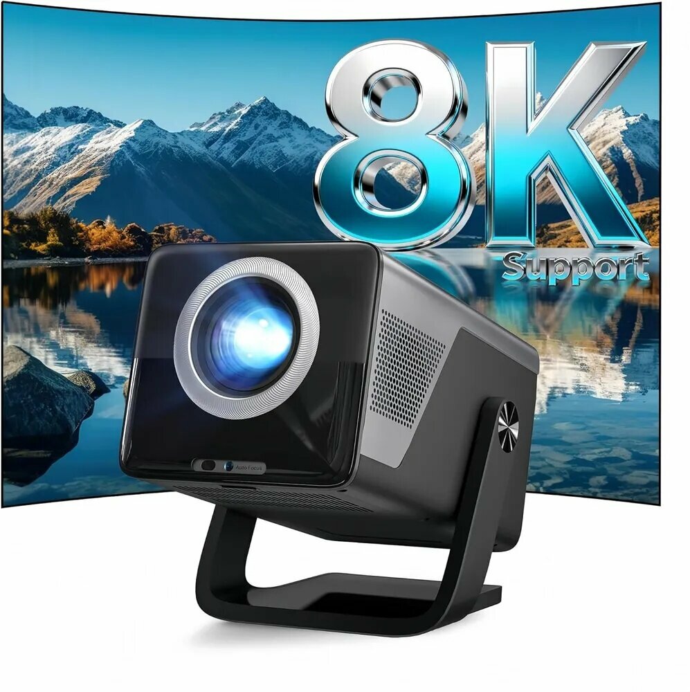 WEMI Проектор для фильмов X7 800ANSI люмен, Нативная 1080P, Dual WiFi6, Android 11, Автокоррекция, Поворот 180 , Крупный экран, Портативный проектор для Домашнего Кинотеатра, 1LCD, черный